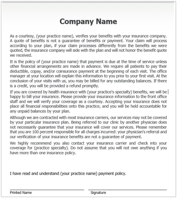 Patient Payment Policy - Part 2 of S4PT’s Guide to Patient Billing and ...